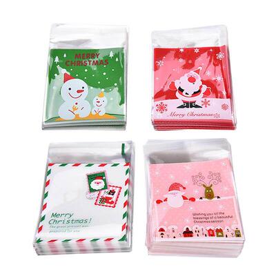 100pcs=1 Bag self-adhesive Candy Bags 4 Types Christmas Sant