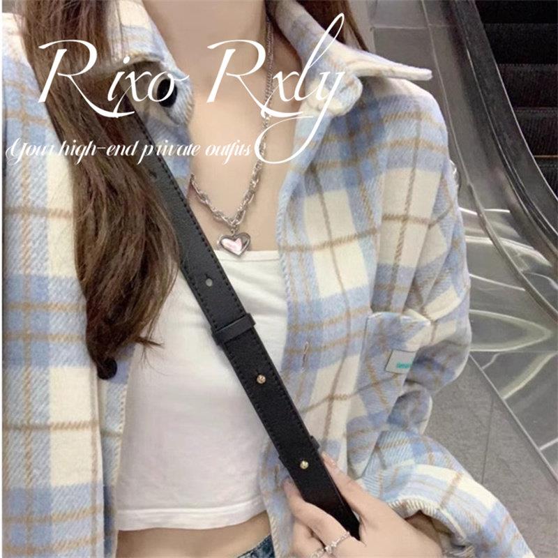 RIXO RXLY韩系格子衬衫女春秋季宽松薄款衬衫设计感小众长袖外套