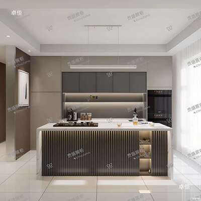 岩板岛台单柜独工风厅大理石餐边吧客台做饭中岛台餐桌一体100098