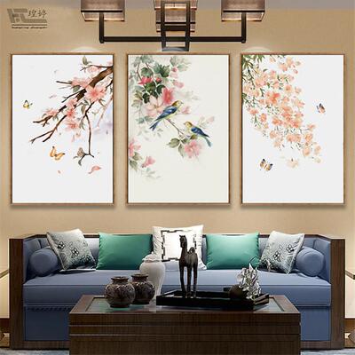 关新中式客厅室花鸟装饰画餐厅过道植物花卉挂HTL-256卧玄小画清