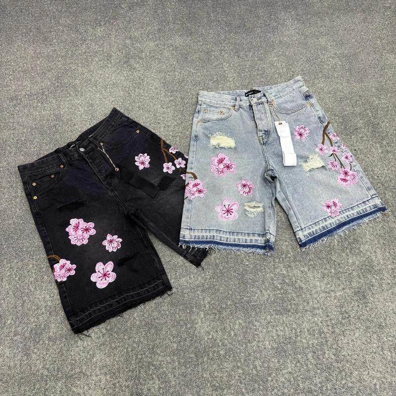 H 37386 Men's Embroidered Denim Shorts 士绣花牛仔短裤