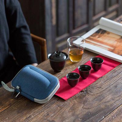 厂YZ25888碗家旅行具定窑茶具套装快客杯一3杯定礼品可茶支持logo