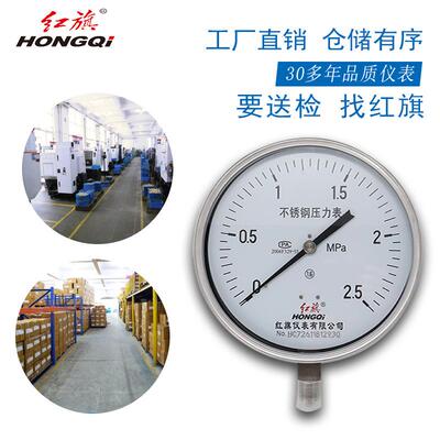 红旗牌仪表Y-250BF/YTN-250BF耐高温耐酸碱防腐蚀 全不锈钢压力表
