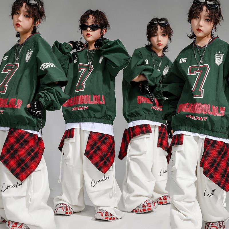 少儿街舞嘻哈潮服男孩架子鼓演出服女孩爵士舞表演服中小童机车服