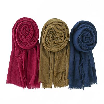 Cotton headscarf wrinkled fur edge women