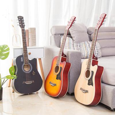 38寸云杉吉a他民谣吉Guitr工厂38寸云木单板他民谣吉他面单全单源