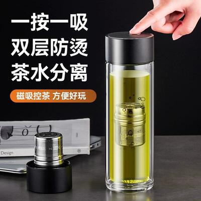 HBZ新款商务双层隔热玻璃杯定制 创意泡茶杯高硼硅耐热水杯子