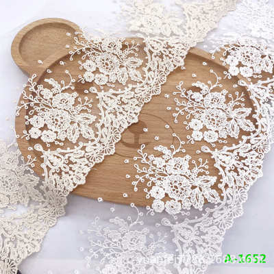 A-1652欧式小碎花60细棉线花边中透明网刺绣蕾丝花边辅料