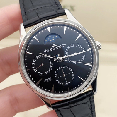 公价22.5万盒证98新39mm积家大师系列1308470自动机械男表月相