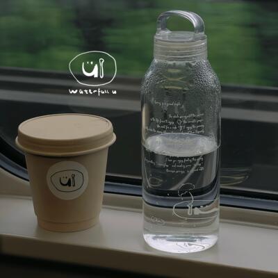 「a grand waste」原创waterfall u玻璃提手杯耐高温大容量水杯