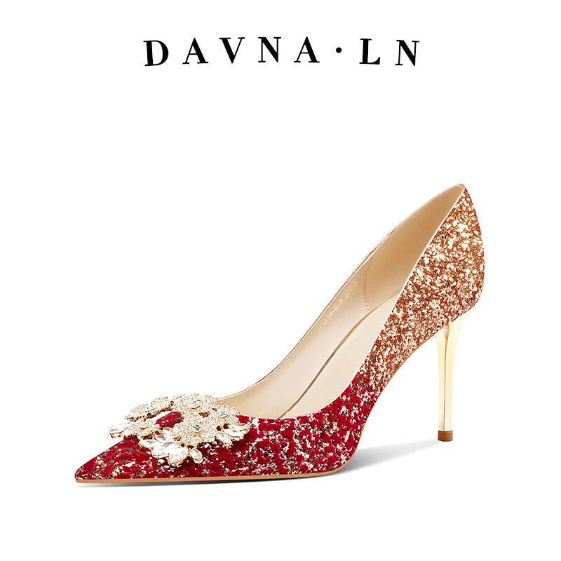 DAVNA`LN婚鞋女中式婚礼禾秀婚纱两穿结婚新娘鞋不累脚伴娘高跟鞋