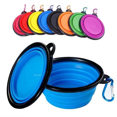 Collapsible Pet Silicone Dog Food Water Bowl Outdoor Camping