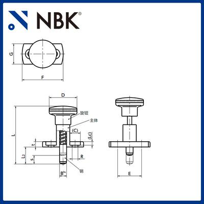 NBK PPLX带法兰分度柱塞高精度型附带旋钮锁销机械零配件厂家直供
