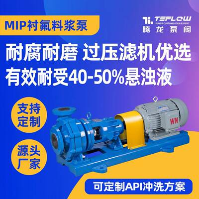 MIP衬塑料浆泵 耐腐耐磨砂浆泵 脱硫脱硝塔循环泵 化工浆液泵腾龙