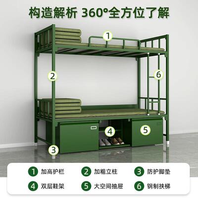 14款制式单人床钢制上下13款双层床干部YJ-0730宿舍低高床铁架组