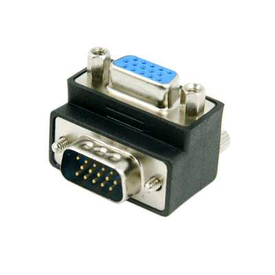 RGB显示器VGA直角转接头90度15针串口公转母头 串口转换接头DB15P