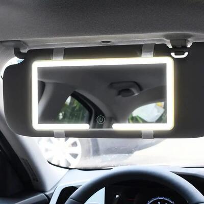 Car Sun Visor Makeup Mirror LED Touch Screen Adjustable Brig