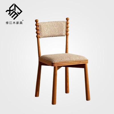 霍斯餐椅法式中古风实木餐椅家用2024新款轻奢椅子舒服久坐靠背椅