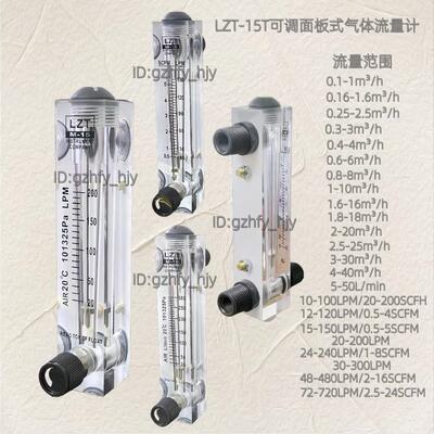 LZT-15T可调式空气浮子流量计工业用测量仪表 面板安装150-300LPM