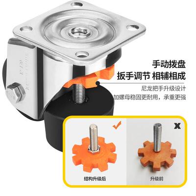 桥胜不锈钢水平轮JS-50A70A304福马轮90A130A调节支撑万向脚轮