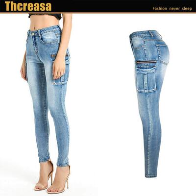 Original Single Women's Jeans Slim Fit Pants Multi Pocke