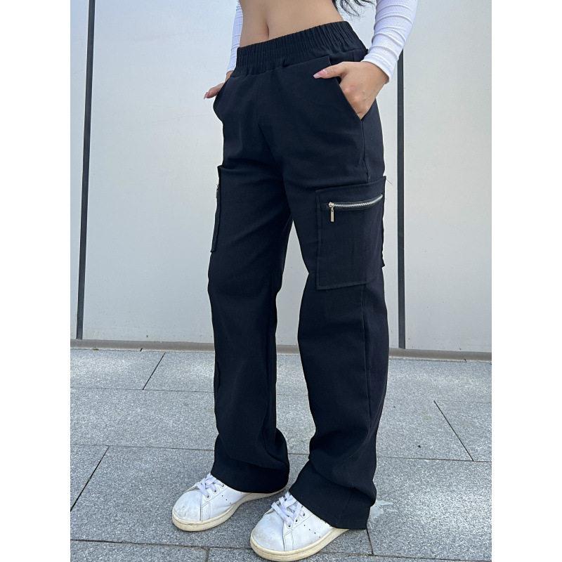 A 59483 Pocket zip cargo straight pants 口袋拉链工装直筒裤