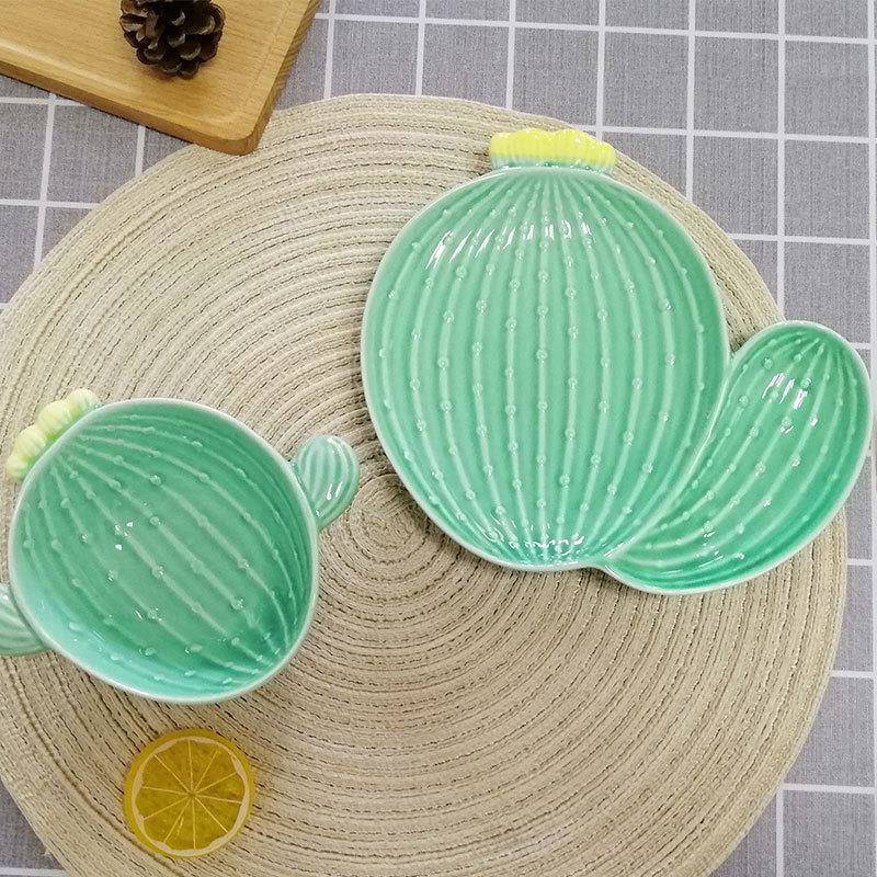 北欧风格仙人掌系列好看的陶瓷餐具创意米饭碗家用菜盘水果盘味碟
