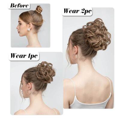 Synthetic Hair Bun Extensions Messy Curly Elastic Hair Scrun