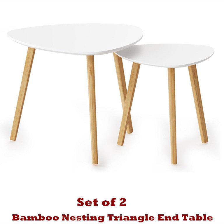 Bamboo Nesting Triangle End Table Coffee Table Side Table