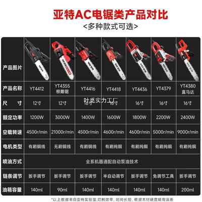 亚TLZ特YT插电锯家用216寸伐1木锯锯A柴电动220寸V手持锯树电链锯