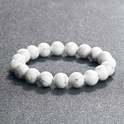 Natural White Howlite Real Stone Bracelet 6/8/10mm Beads0