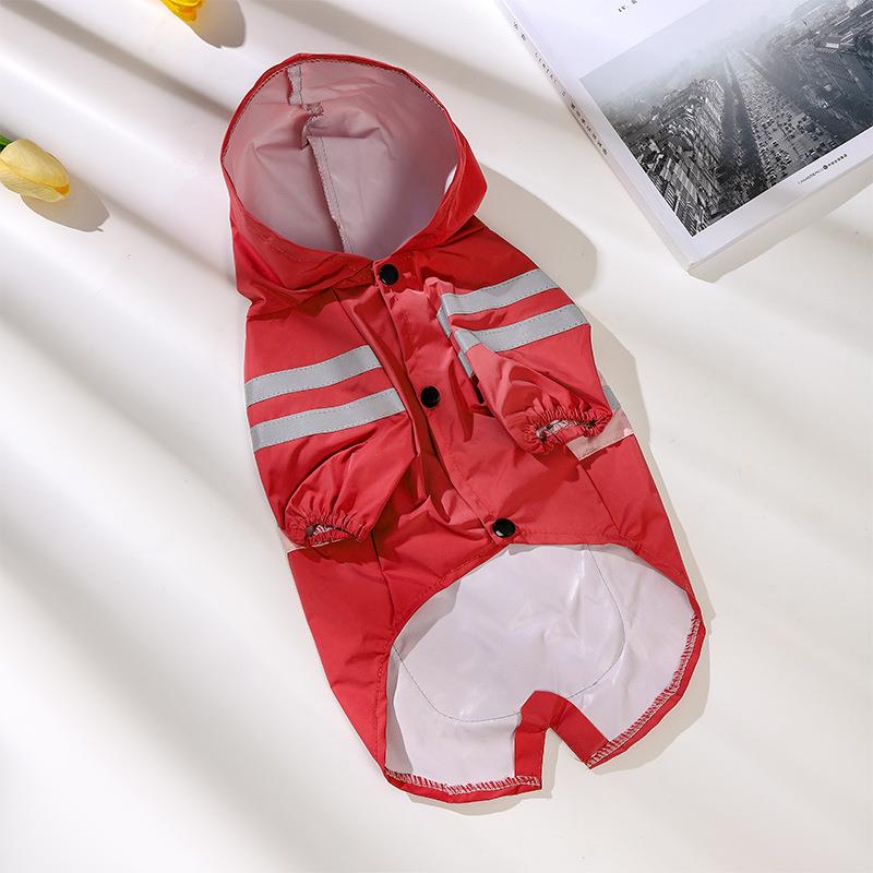 新款直销跨境货源狗狗服装新品宠物服装 狗狗两脚连帽拼色雨衣