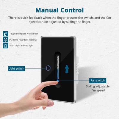 Zigbee零火智能一路滑条风扇灯开关1带滑动控制风扇