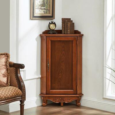 角柜靠墙三角储物柜转美式全实木形古全实复木客厅角LMT落柜置角T