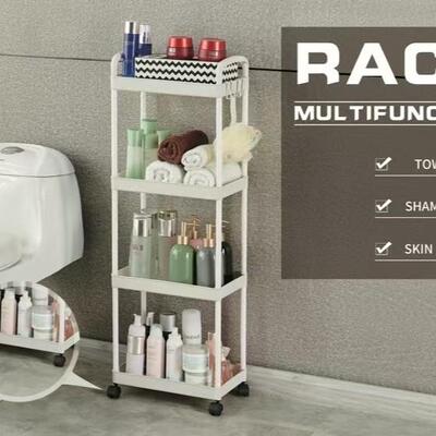 Kitchen storage rack for condiments and refrigerator gap, ca