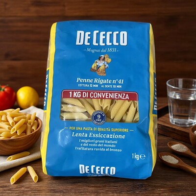 得科两头尖意大利面1Kg 商用Penne Pasta#41 笔尖型 斜管面通心粉
