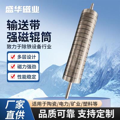 输送带全磁滚筒强磁辊筒轴磁选机皮带滚筒式半磁除铁吸铁分离器