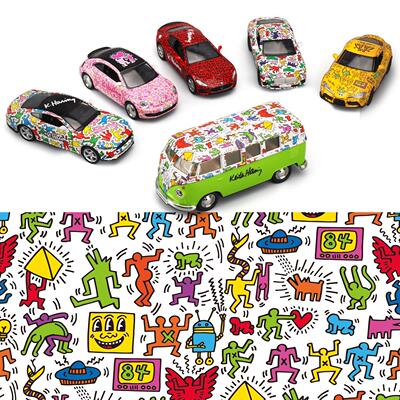 创世王品 凯斯哈林KeithHaring联名涂鸦汽车模型潮玩艺术收藏车模