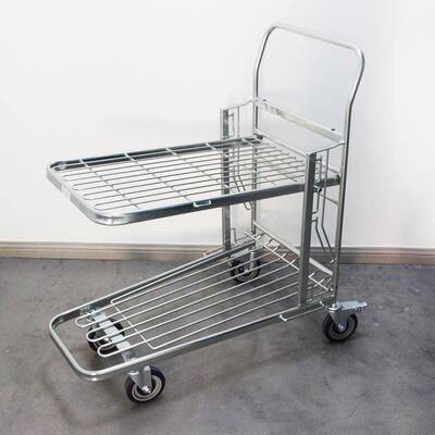 叠高承理重双层货车型超大市商店仓库可折手推车带滑轮JCF0068搬