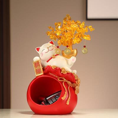 中式躺招财猫钥xyc-139匙收纳摆件客厅新玄关新发赚财树装饰品乔