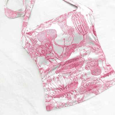 Y2K Multicolor Halter Tie Back Vest Forest Slim over Print