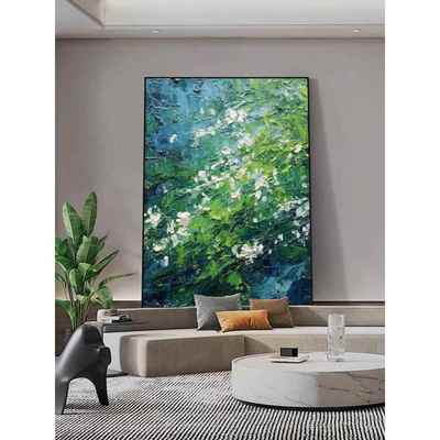 抽象艺术客厅油画绿色肌理画高级感现代简约沙发餐厅背景墙装饰画