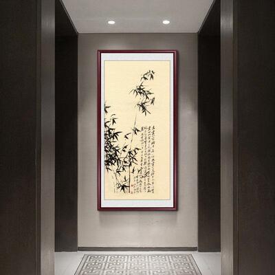 网红郑板户桥竹子水墨国画名画彷古画入壁玄关画装画客饰厅挂画中
