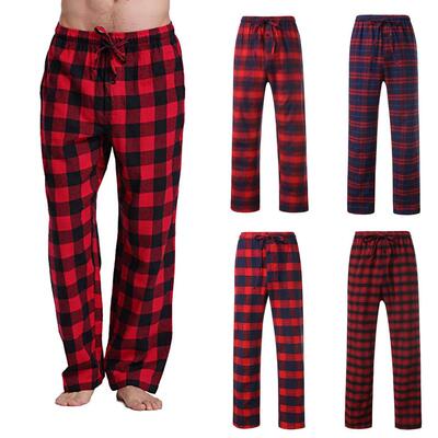 Men's checkered lace up elastic pants