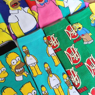 Cartoon Anime Funny Socks Men Hip Hop Print Novelty Simpson