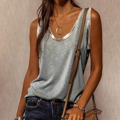 Summer Tie Loose Vest Sleeveless T-shirt fasion欧美背心T恤