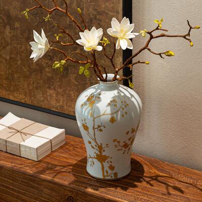 新中式家居轻奢描金KPP复古陶瓷花瓶件客厅柜餐桌玄摆电关柜视装