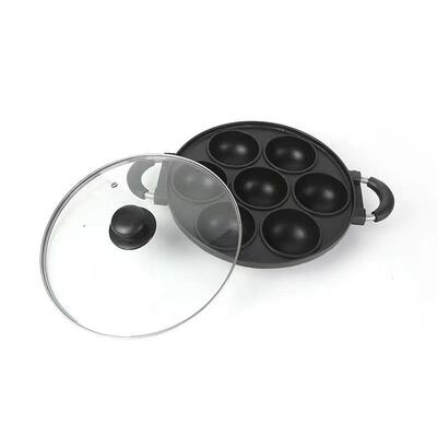 跨境7holes Cake pan7孔圆蛋糕模具不粘锅烤盘章鱼丸子铝压铸煎锅