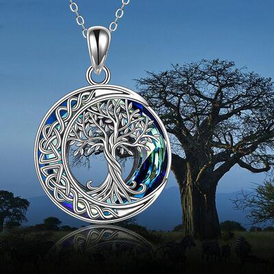 Crystal Tree of Life Pendant Moon tree necklace生命之树吊坠