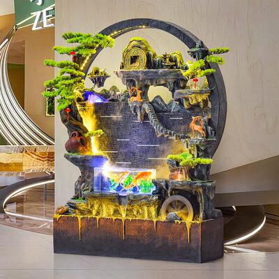 大型假流水摆循环水幕墙客厅公开业山礼品装司饰高山25118喷件泉